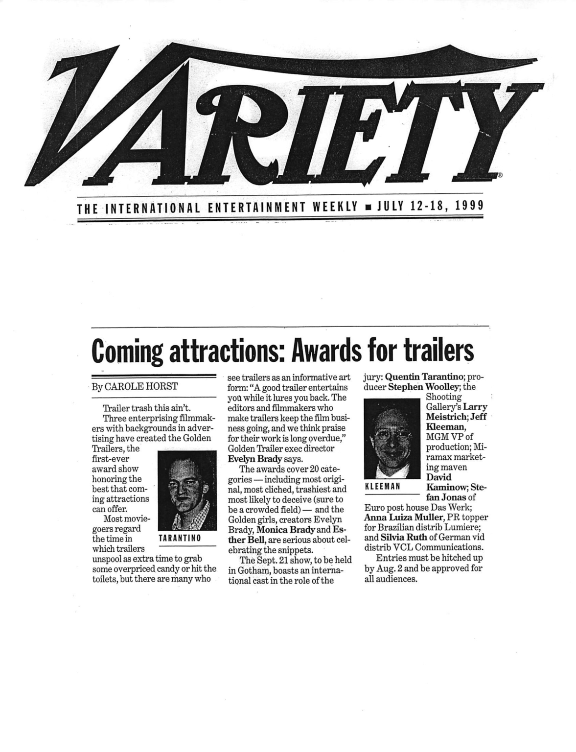 Coming attractions: Awards for trailers – Golden Trailer Awards