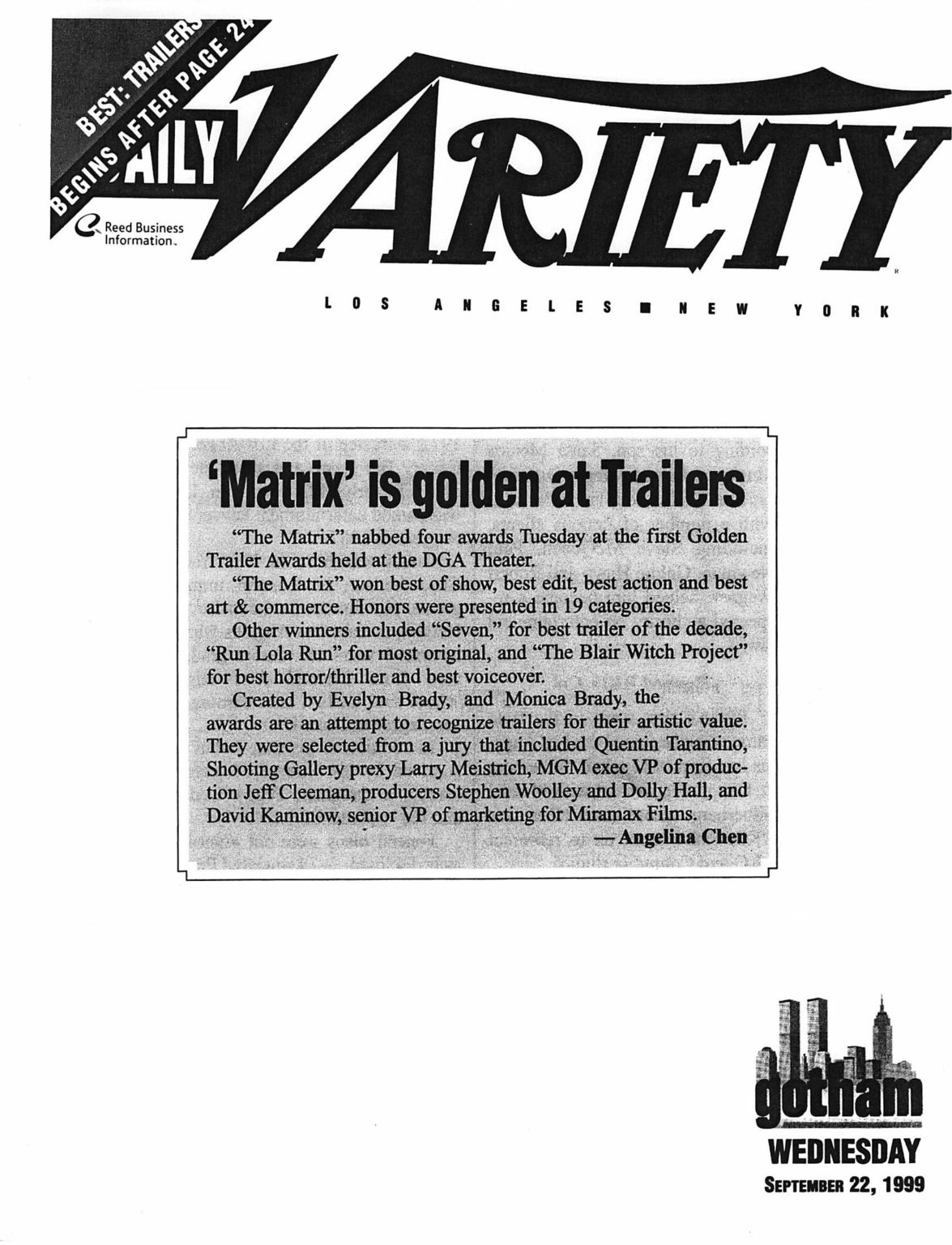 ‘Matrix’ is golden at Trailers – Golden Trailer Awards